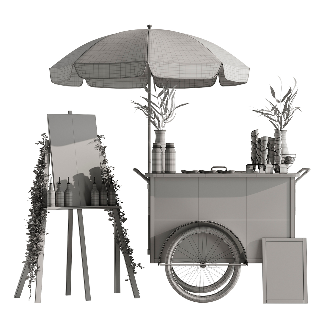 Ice Cream cart 2 blue model - TurboSquid 1809329