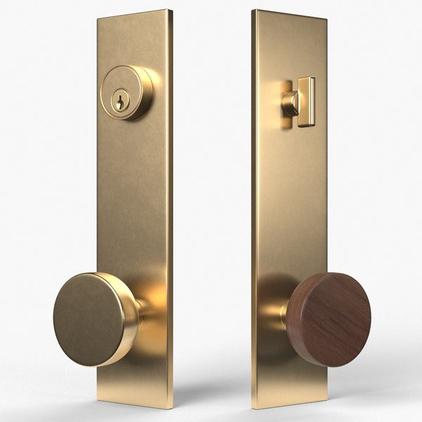 modelo 3d Herrajes para puertas exteriores con pomo de latón y nogal Tumalo - TurboSquid 2301981