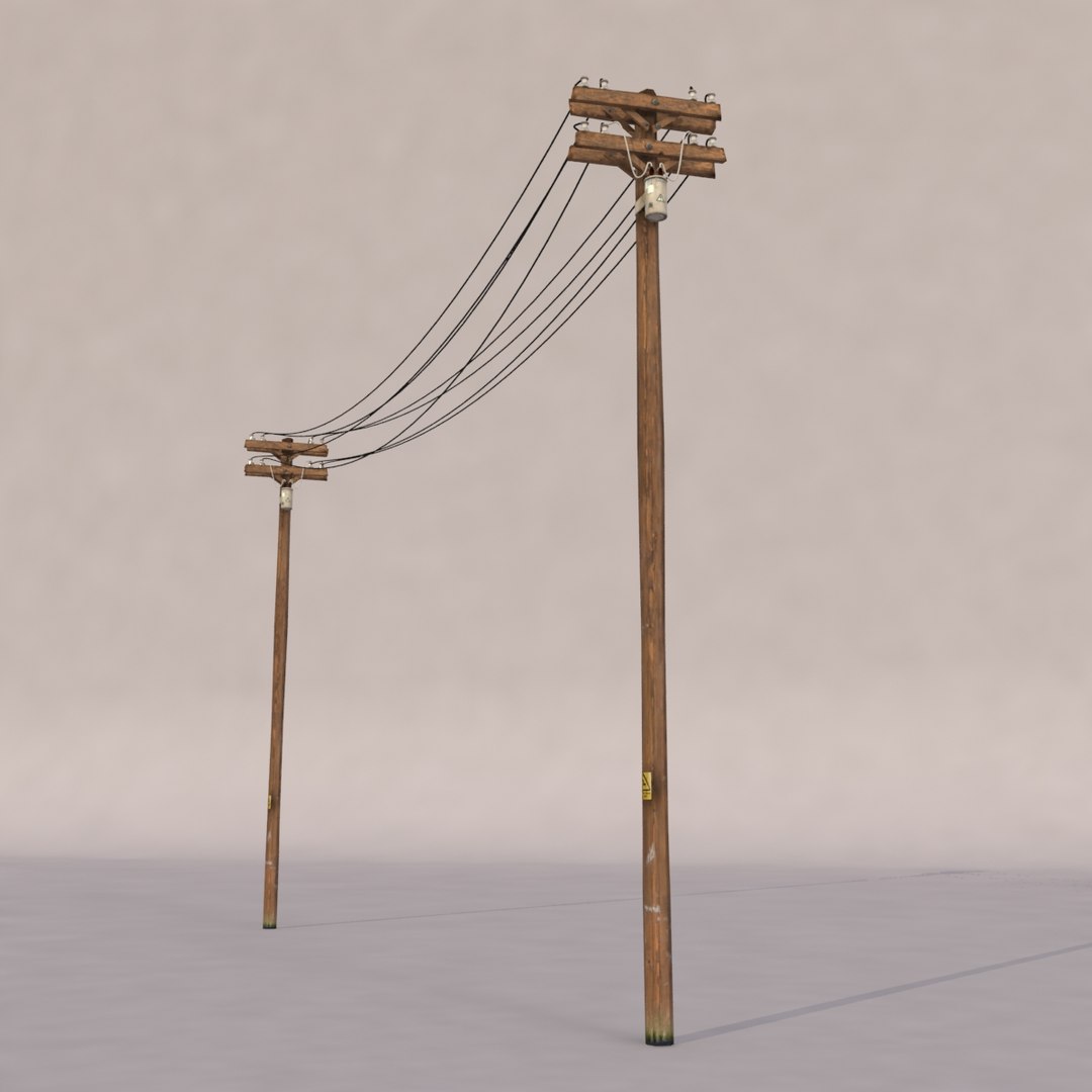 3d model old wood pole