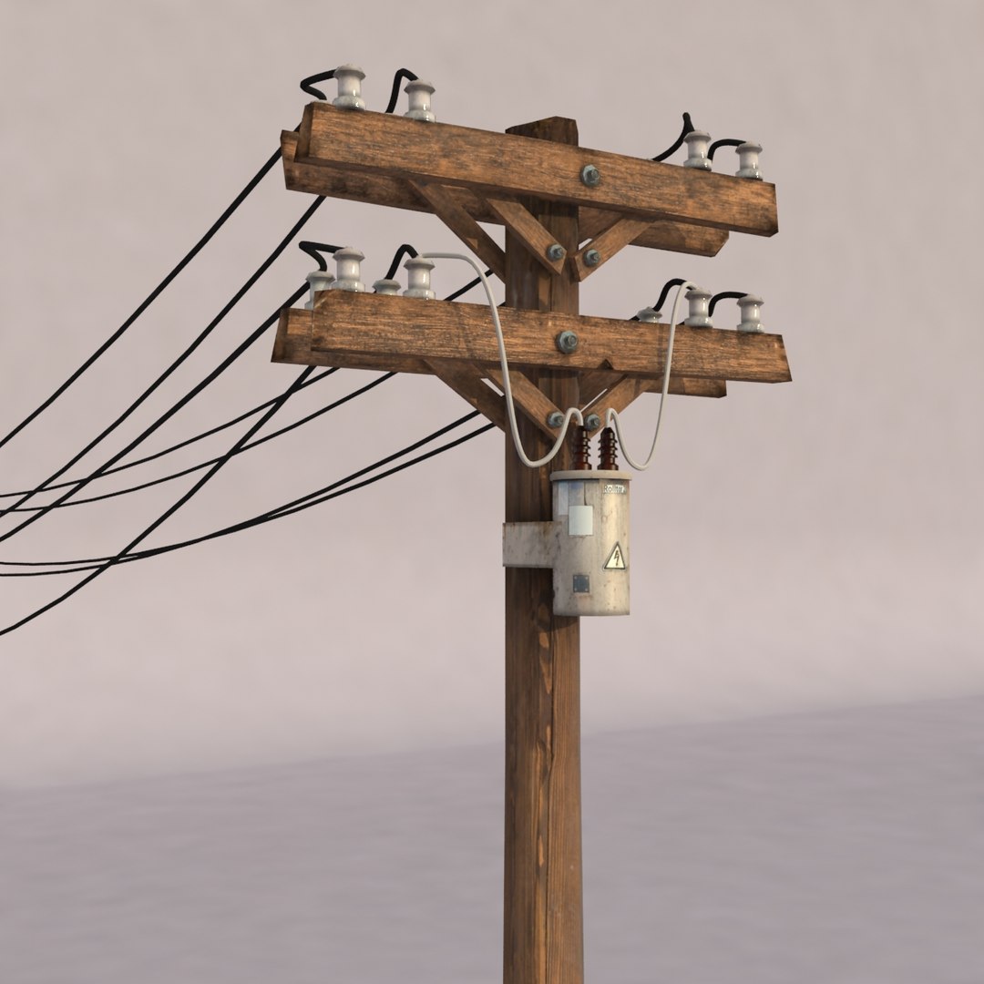 3d model old wood pole