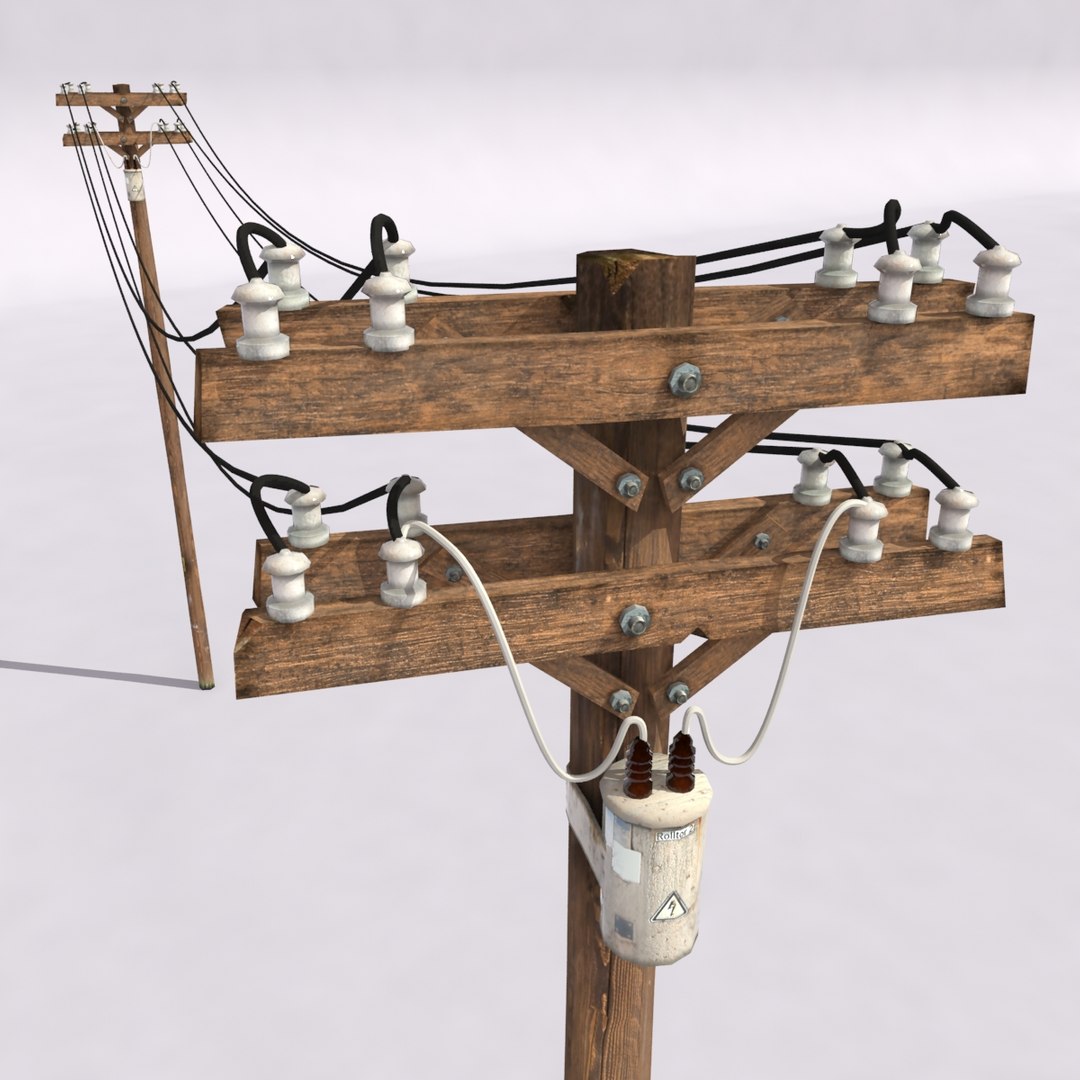 3d model old wood pole