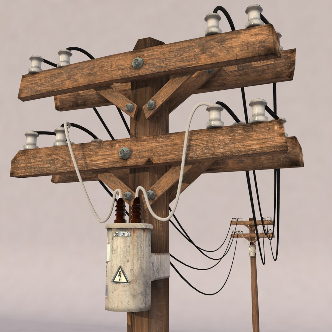 3d model old wood pole