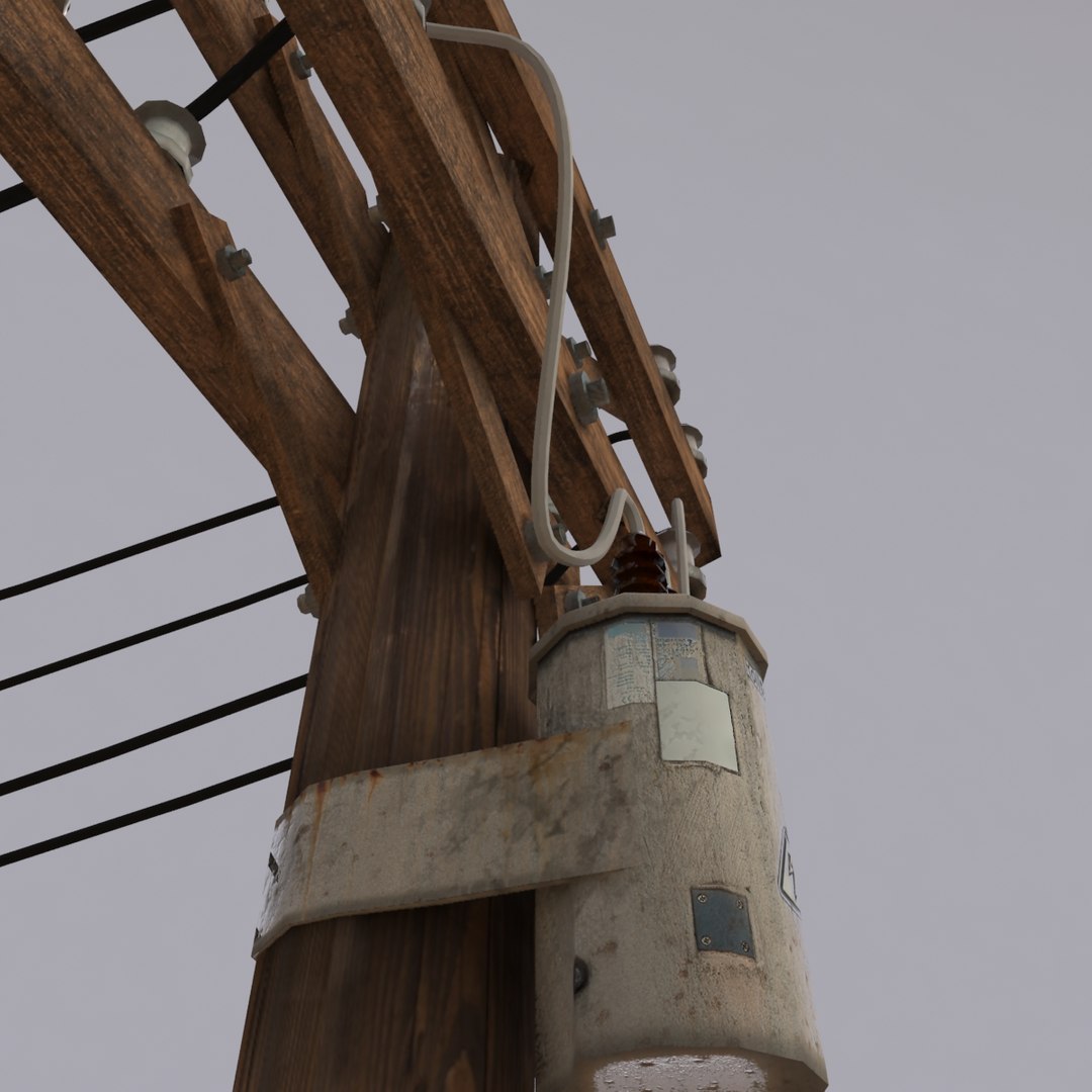 3d model old wood pole