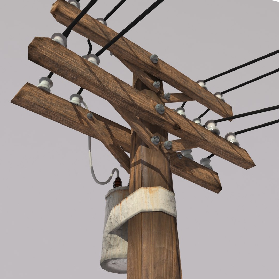 3d model old wood pole