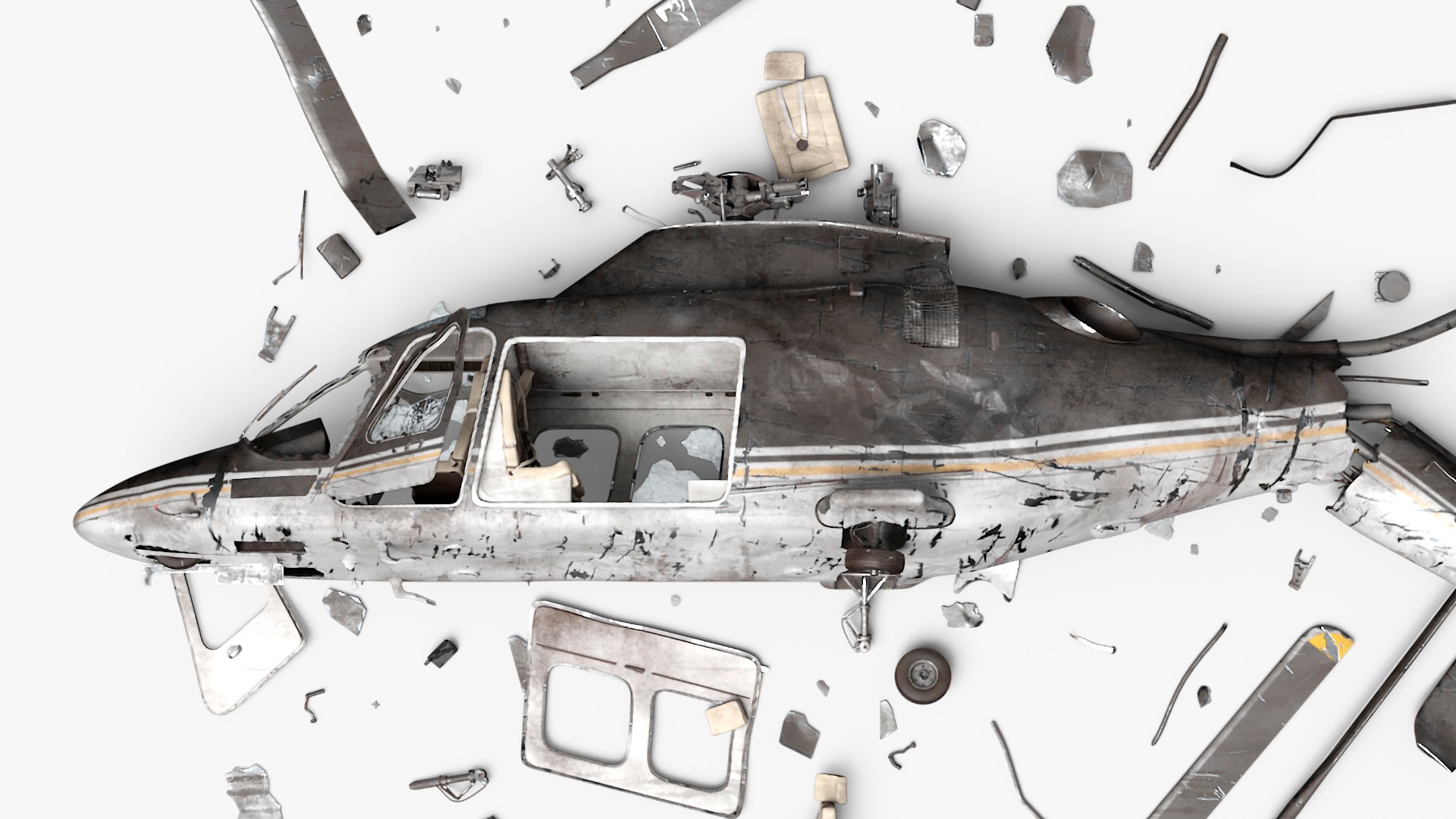 3D Model Helicopter Crash With Casualties - TurboSquid 2335688