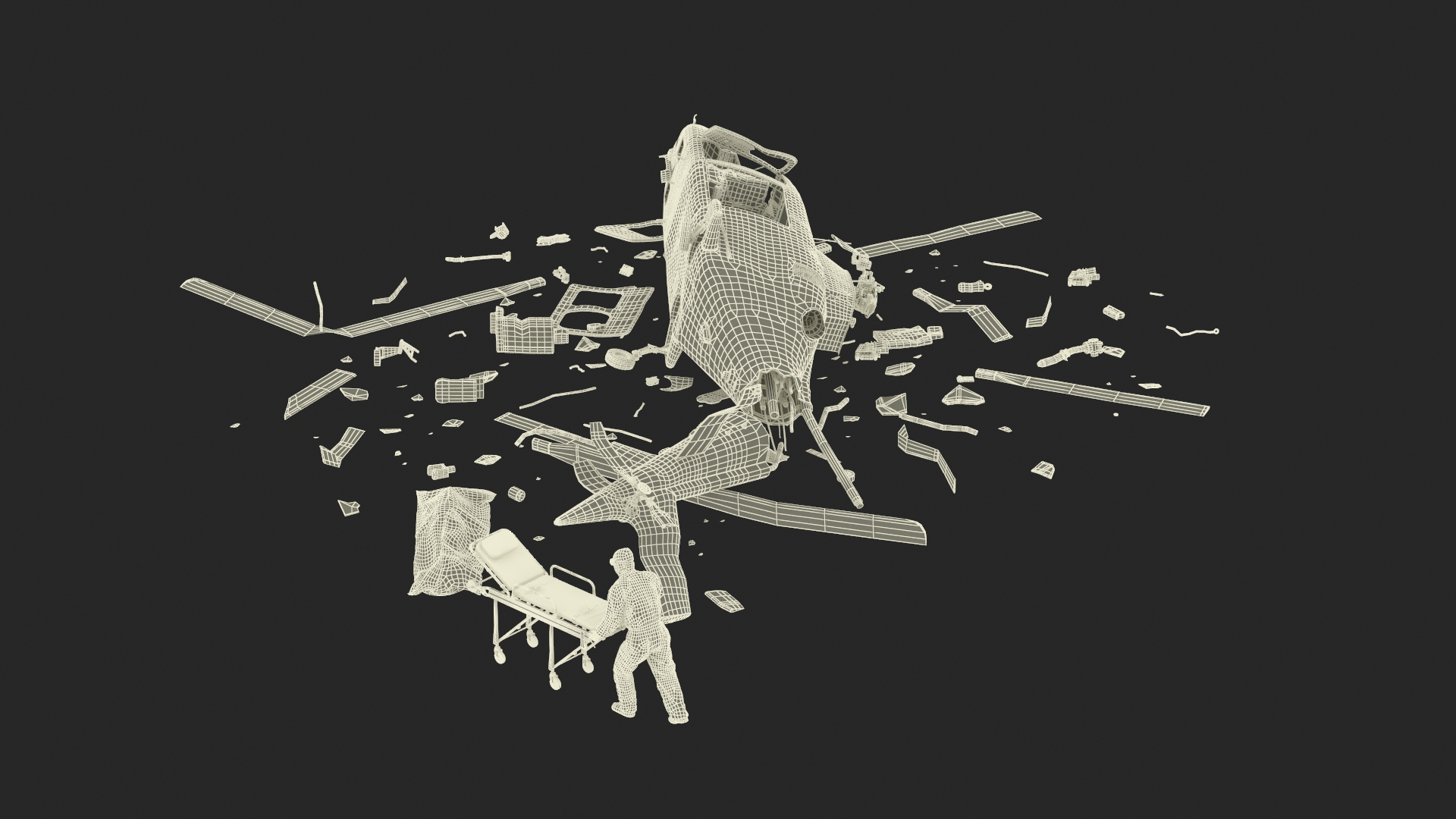 3D Model Helicopter Crash With Casualties - TurboSquid 2335688