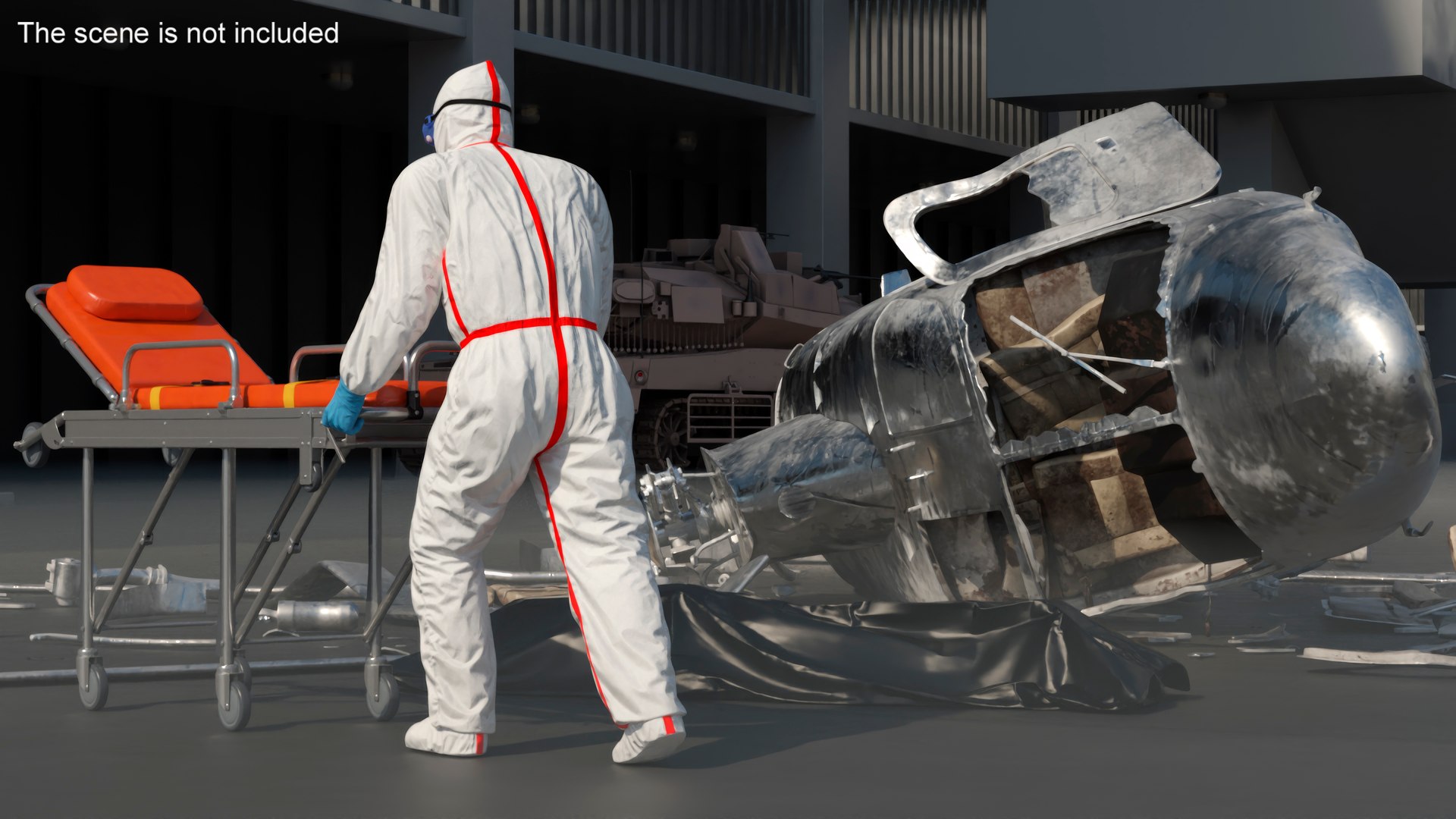 3D Model Helicopter Crash With Casualties - TurboSquid 2335688