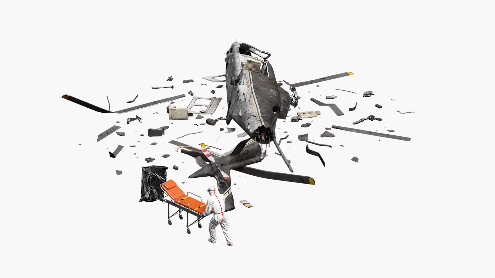 3D Model Helicopter Crash With Casualties - TurboSquid 2335688