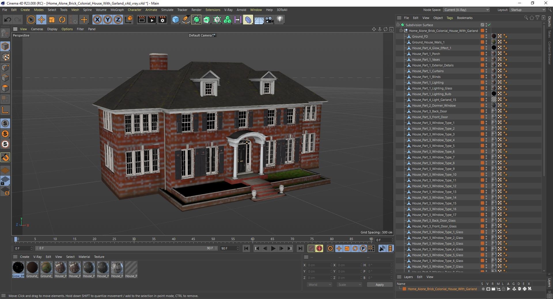 Home Alone Brick Colonial House With Garland 3D Model - TurboSquid 2388789
