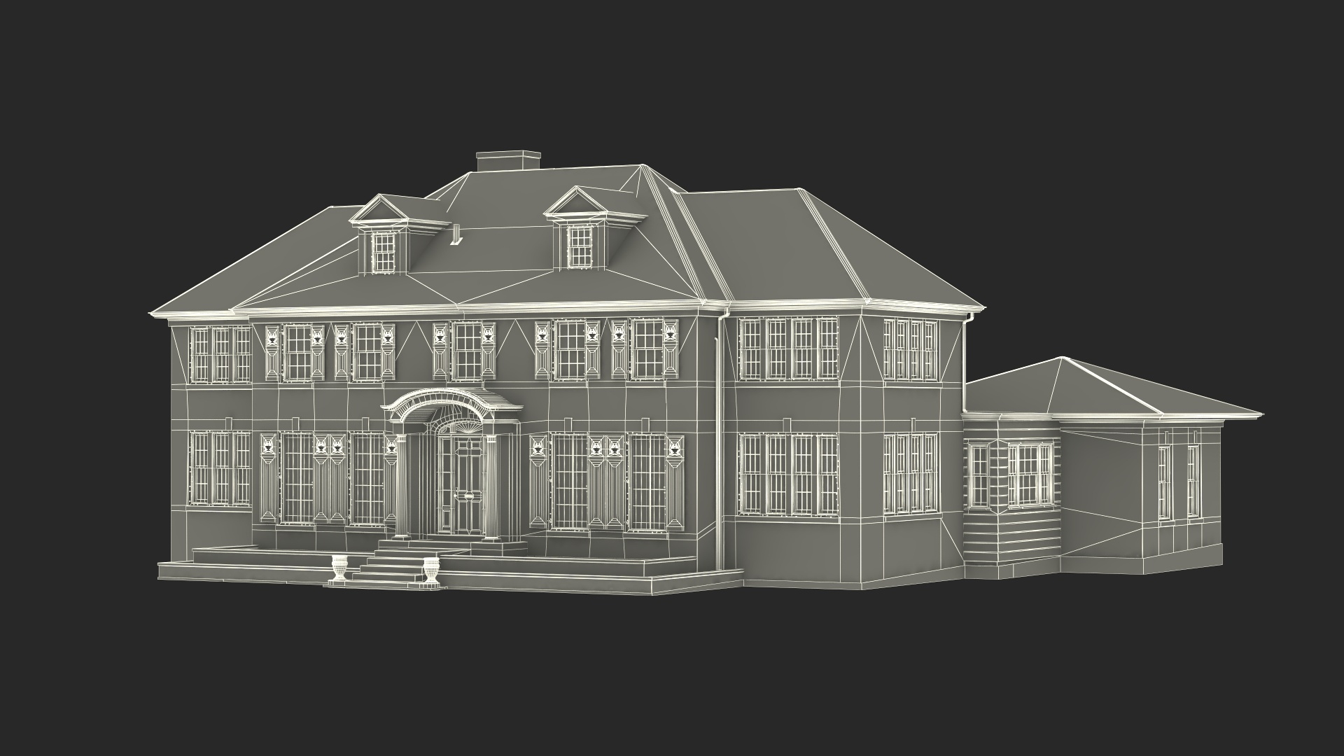 Home Alone Brick Colonial House With Garland 3D Model - TurboSquid 2388789