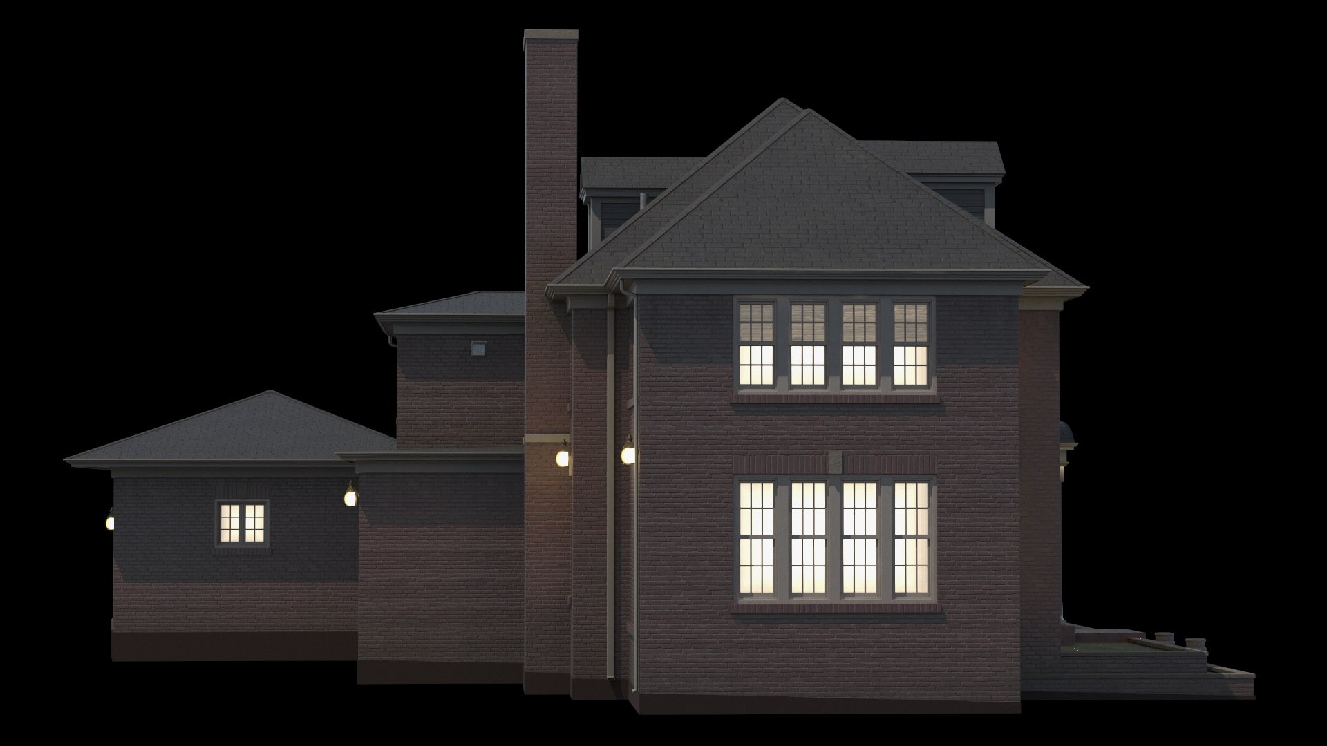 Home Alone Brick Colonial House With Garland 3D Model - TurboSquid 2388789