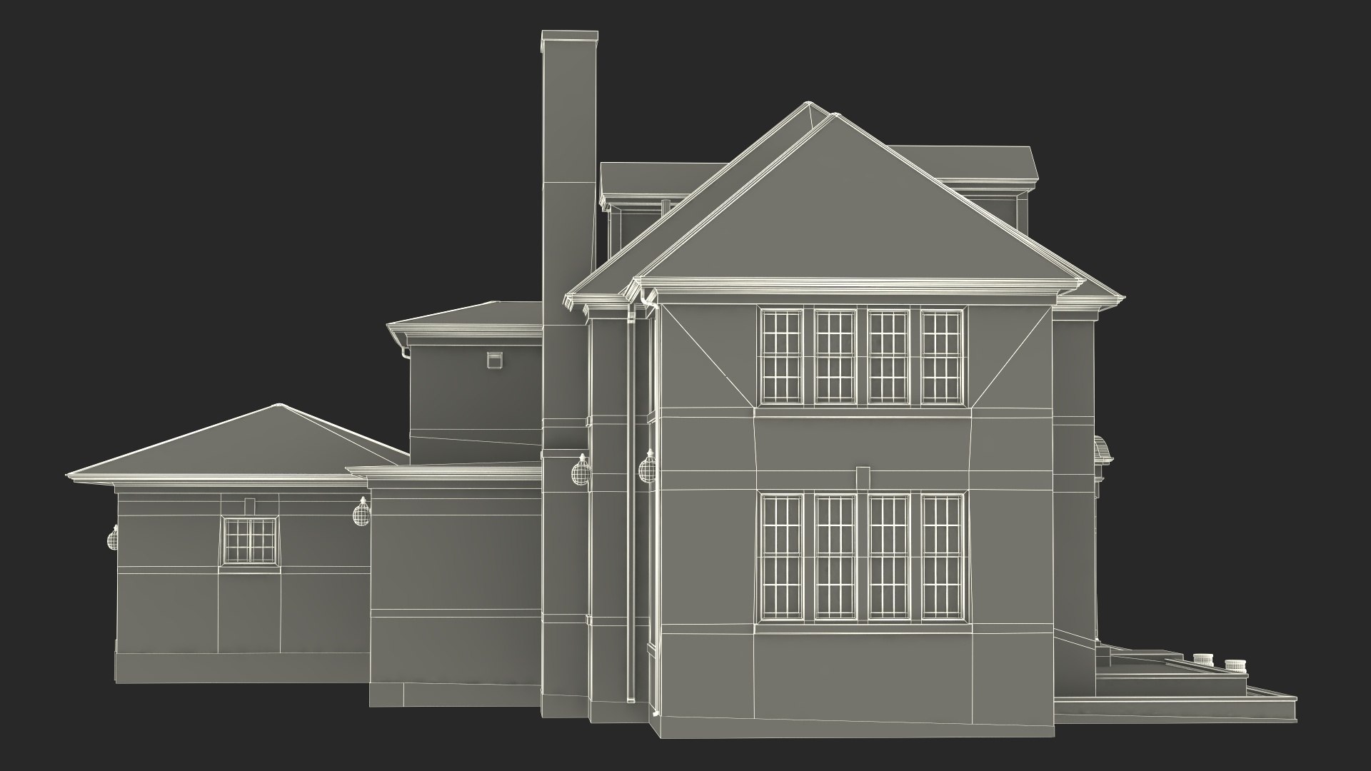 Home Alone Brick Colonial House With Garland 3D Model - TurboSquid 2388789