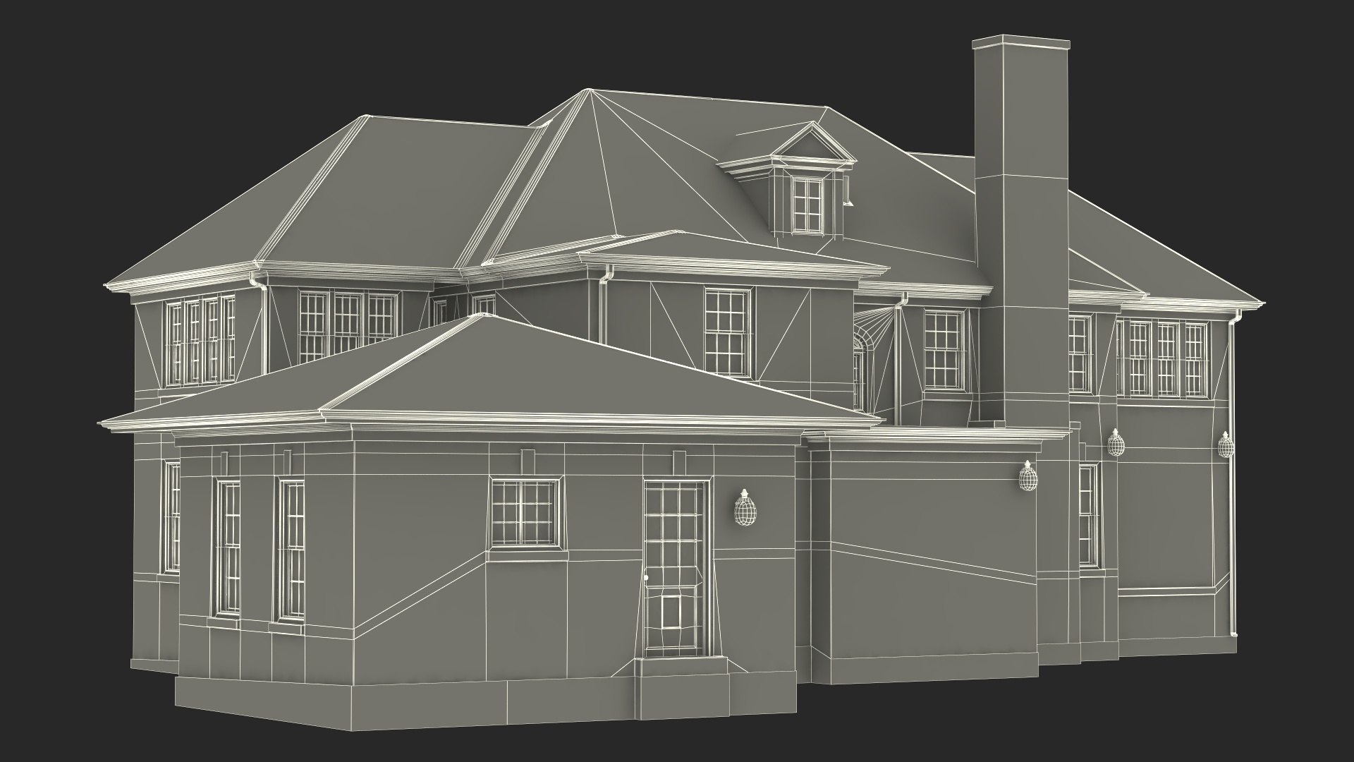 Home Alone Brick Colonial House With Garland 3D Model - TurboSquid 2388789