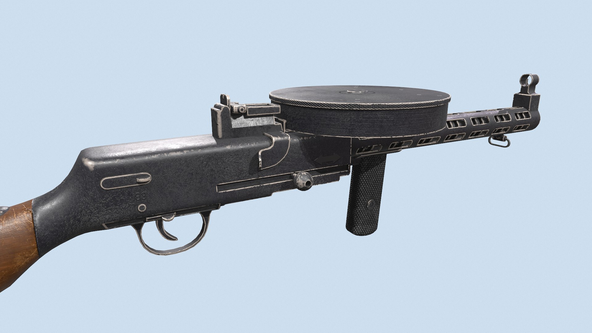 3D Degtyaryov PPD-30 Submachine Gun Low-poly PBR model - TurboSquid 2017197