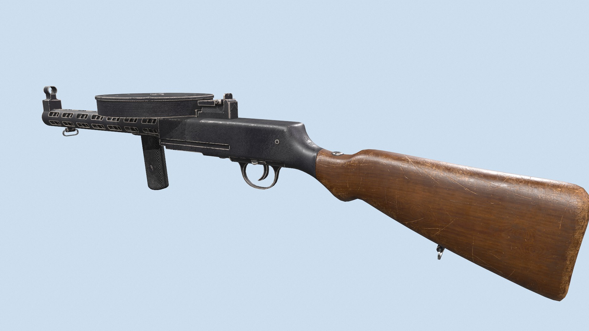 3D Degtyaryov PPD-30 Submachine Gun Low-poly PBR Model - TurboSquid 2017197