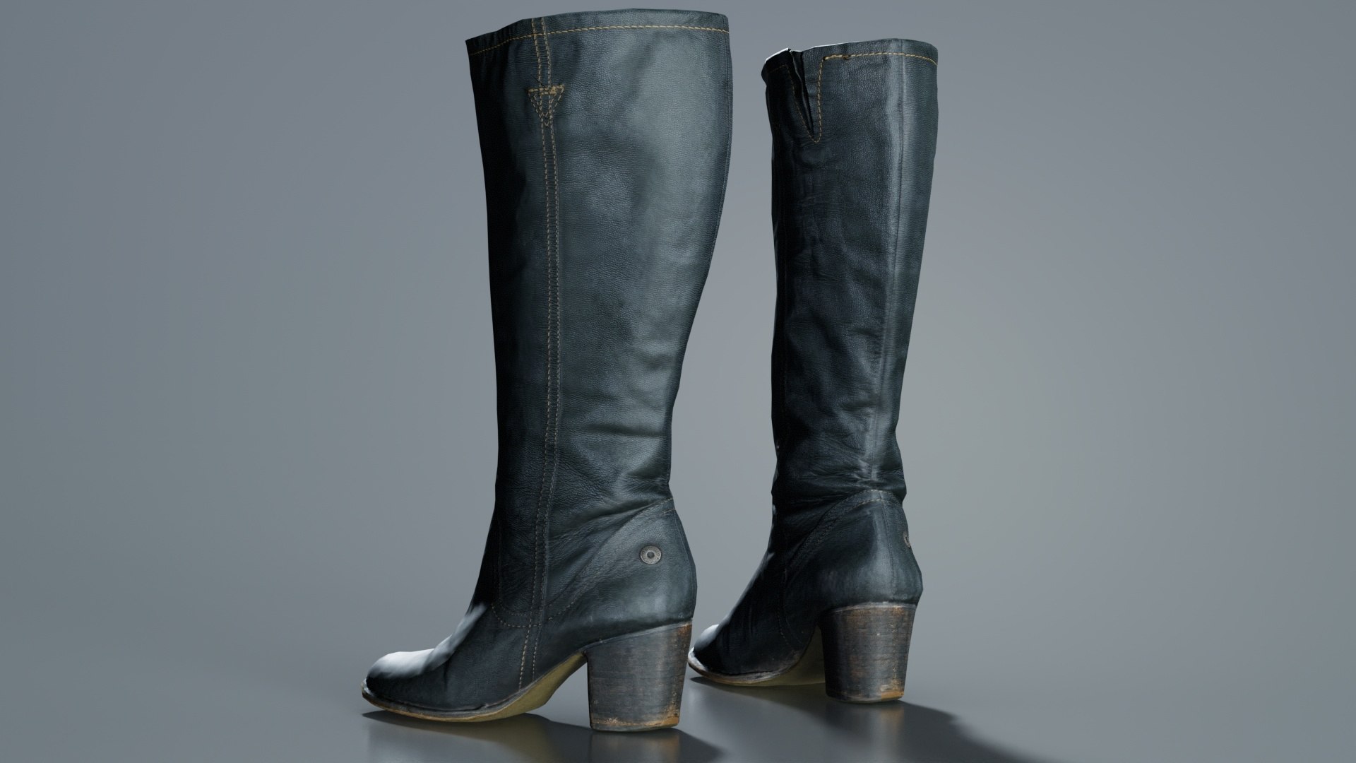 Tall Boot Noir Leather Remastered 3D - TurboSquid 2361227