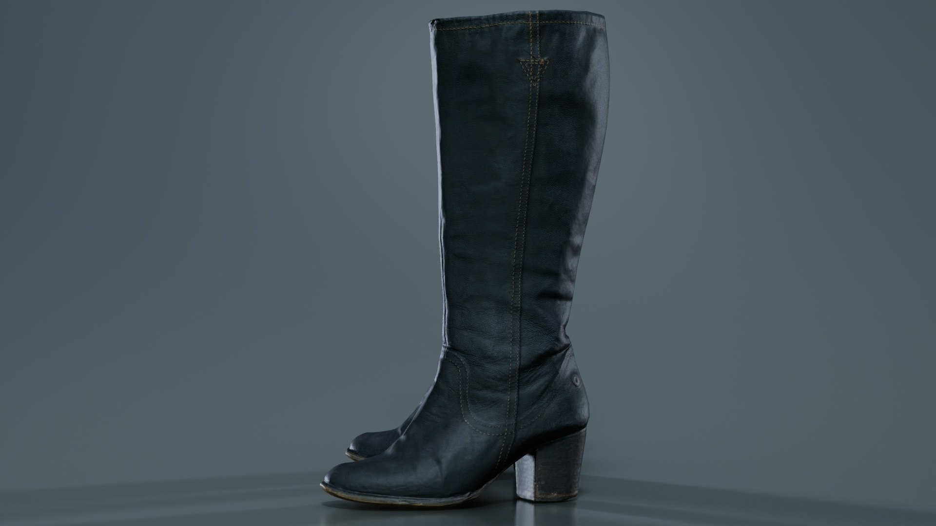 Tall Boot Noir Leather Remastered 3D - TurboSquid 2361227