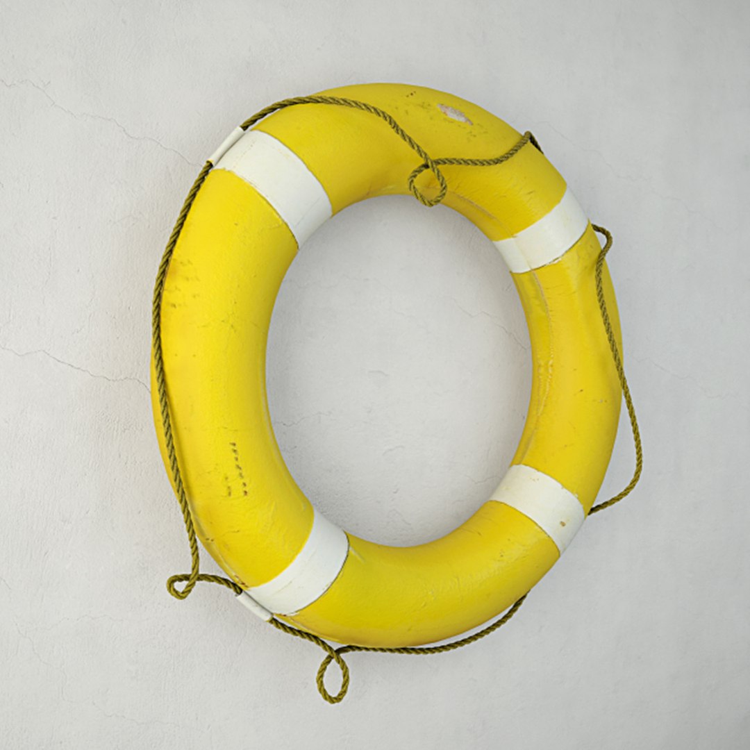 3D 1950s yellow white life preserver - TurboSquid 1217785