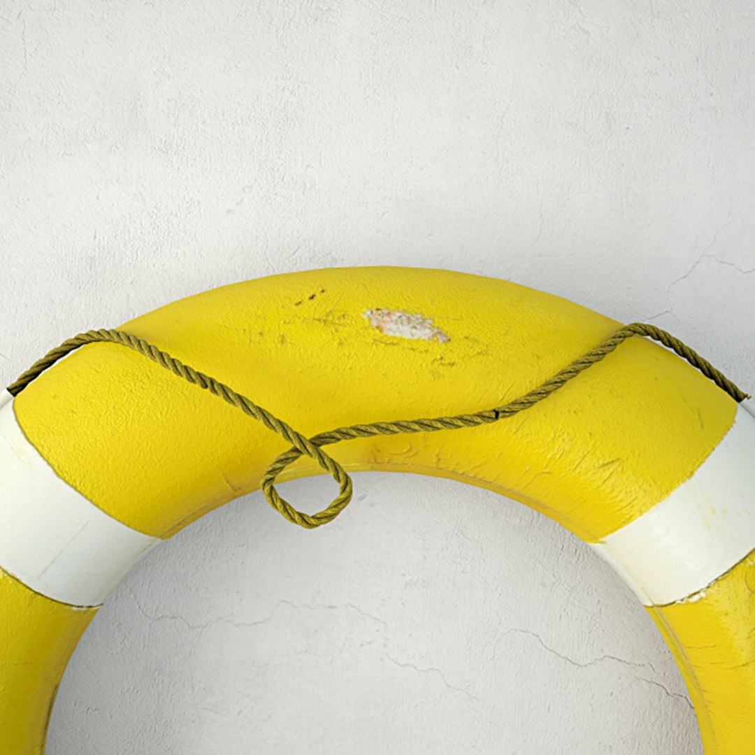 3D 1950s yellow white life preserver - TurboSquid 1217785