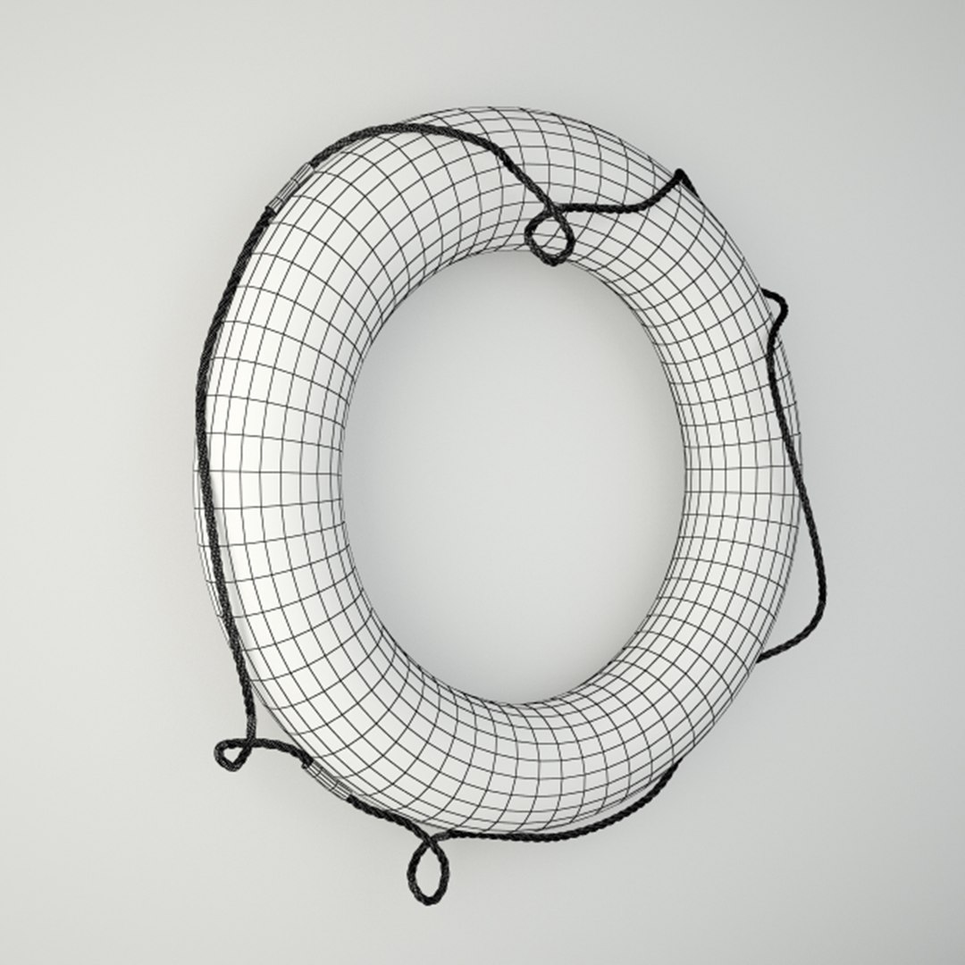 3D 1950s yellow white life preserver - TurboSquid 1217785