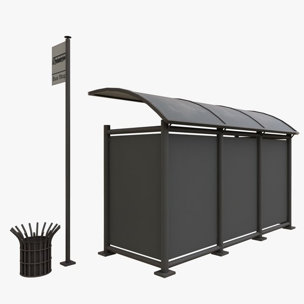 Realistic bus stop 3D - TurboSquid 1419015