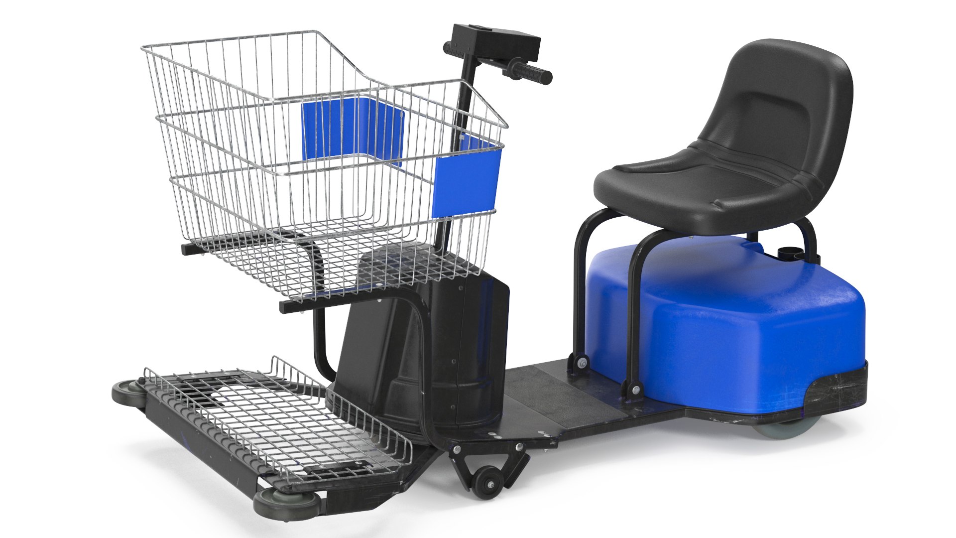 Motorized Grocery Cart Blue Dirty 3D model - TurboSquid 2054574
