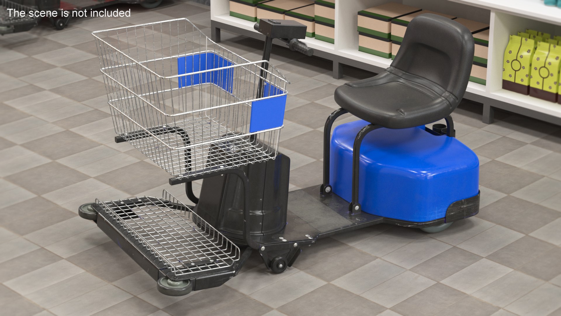 Motorized Grocery Cart Blue Dirty 3D Model - TurboSquid 2054574