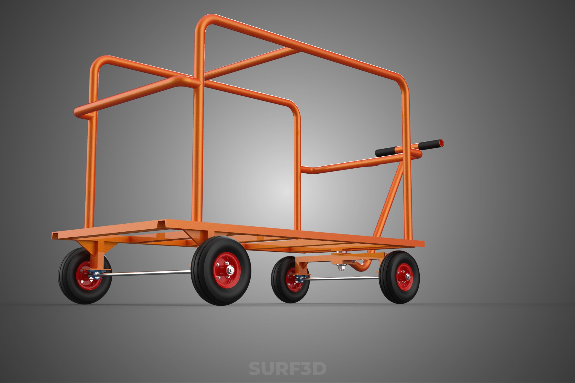 modèle 3D de CHARIOT INDUSTRIEL ROBUSTE, TRANSPORTEUR, REMORQUE ...