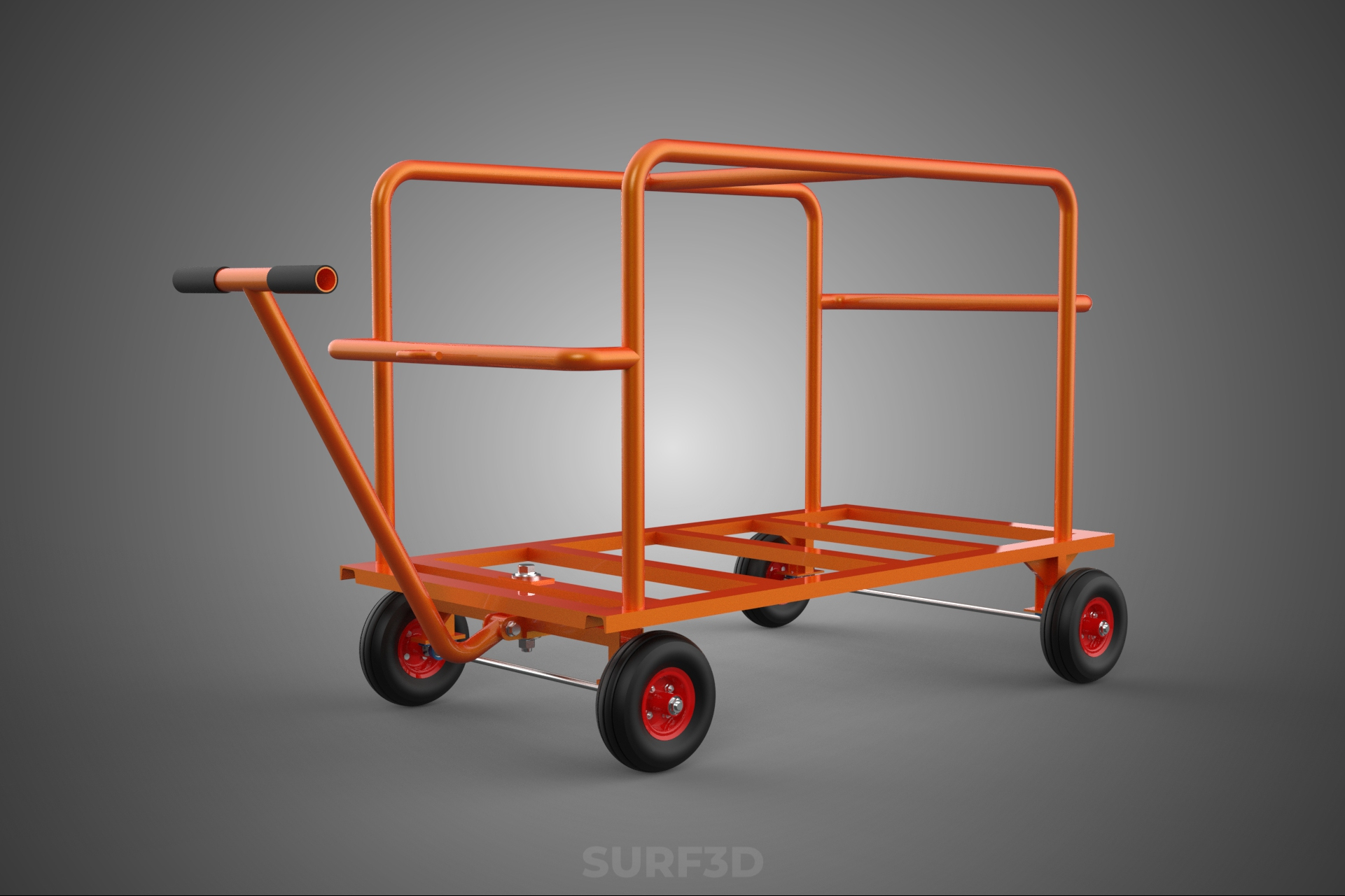 modèle 3D de CHARIOT INDUSTRIEL ROBUSTE, TRANSPORTEUR, REMORQUE ...