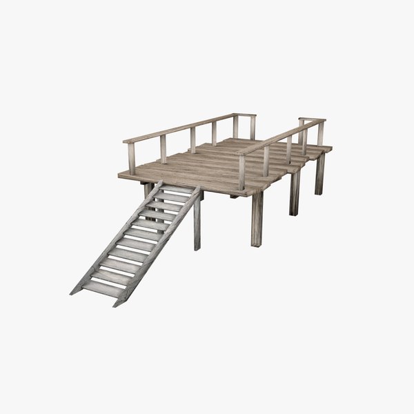 3d model platform wooden wood