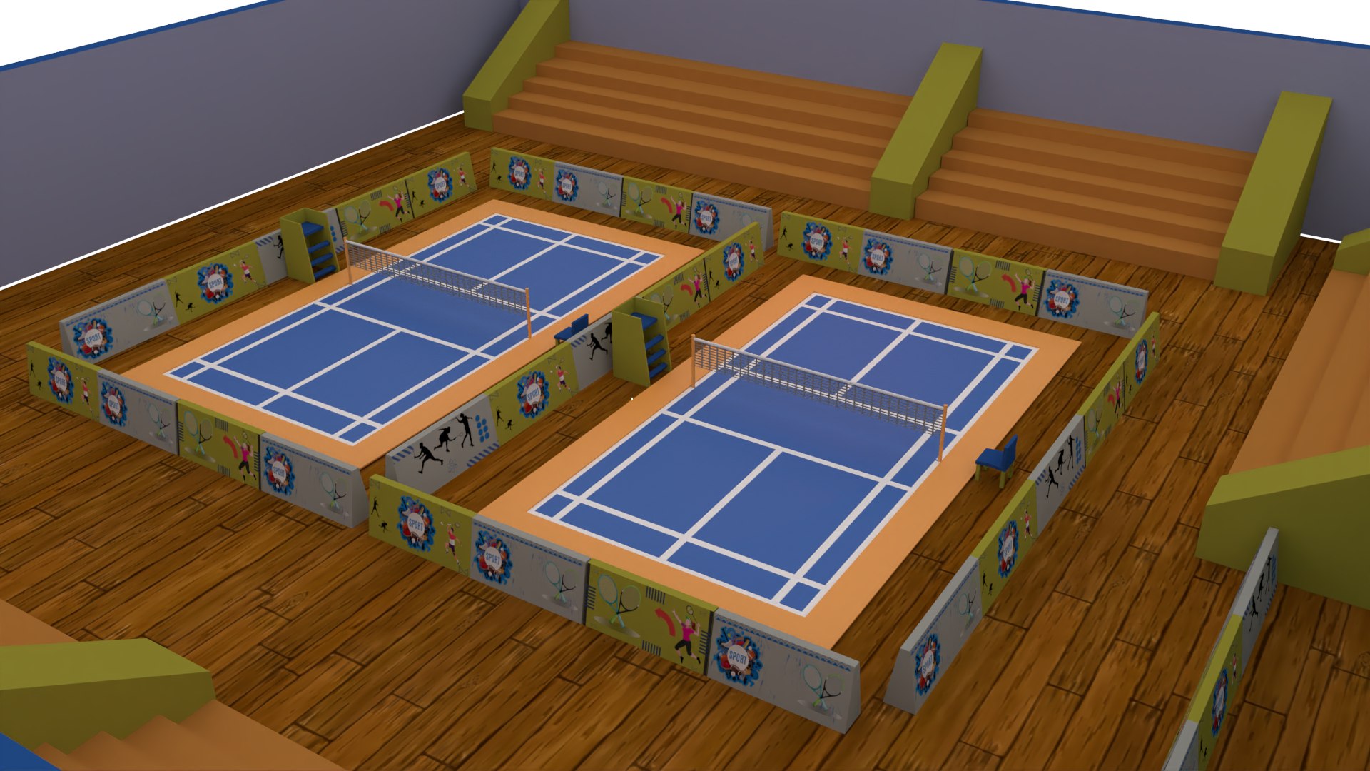 Cartoonish Badminton Court Model - TurboSquid 1811030