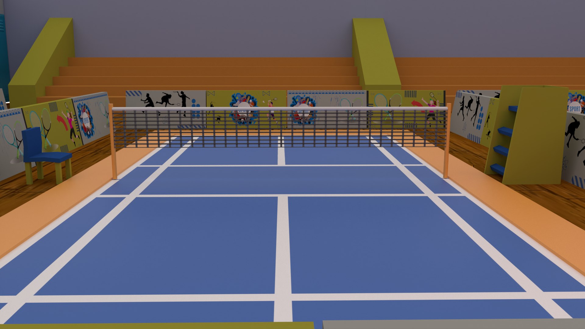 Cartoonish Badminton Court Model - TurboSquid 1811030