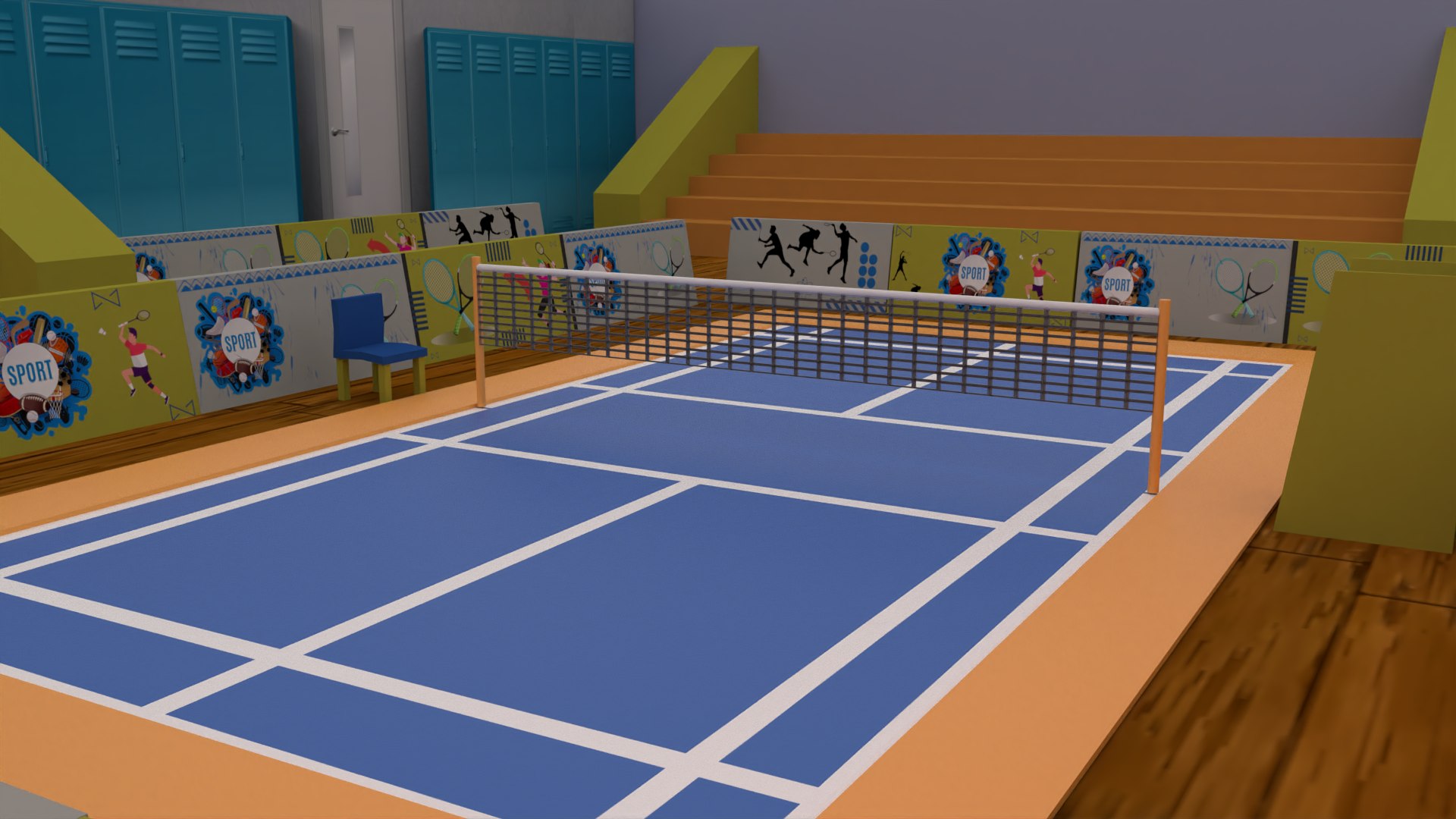 Cartoonish Badminton Court Model - TurboSquid 1811030