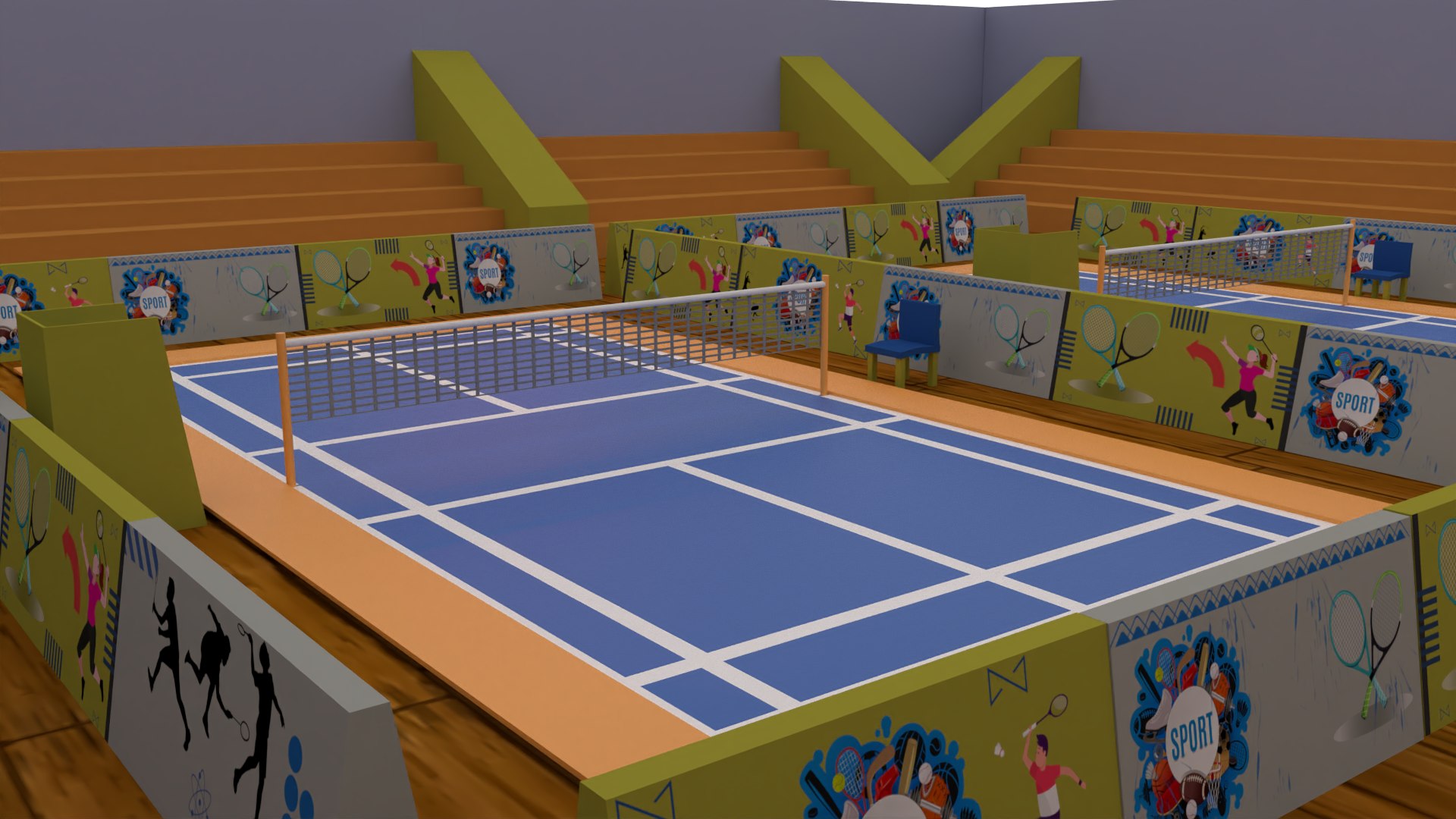 Cartoonish Badminton Court Model - TurboSquid 1811030