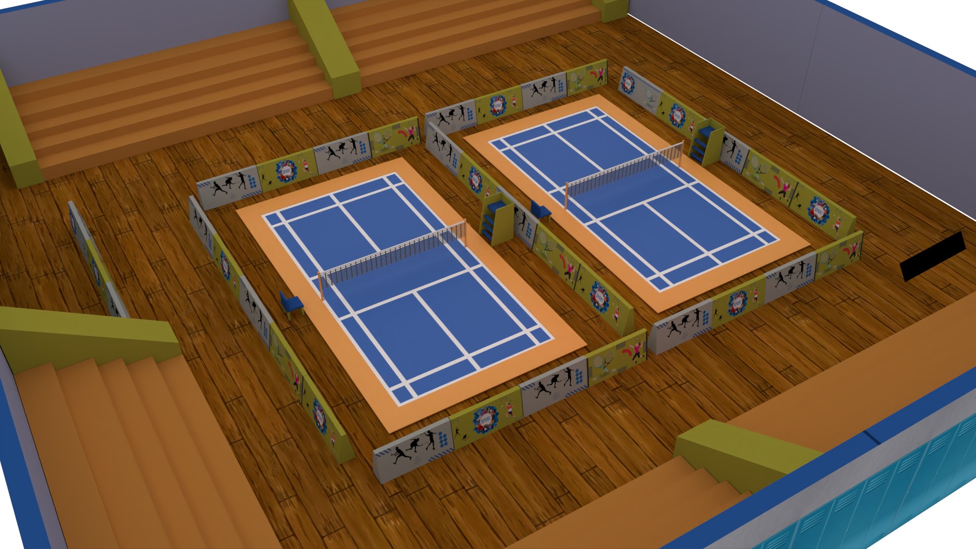 Cartoonish Badminton Court Model - TurboSquid 1811030