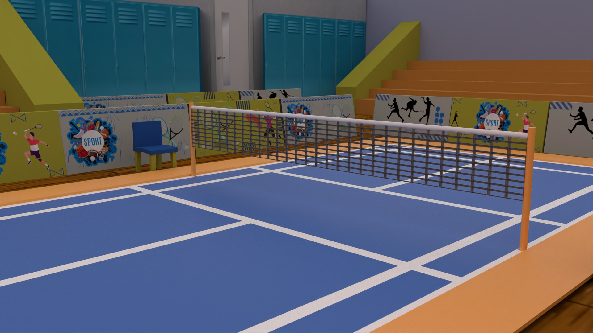 Cartoonish Badminton Court Model - TurboSquid 1811030