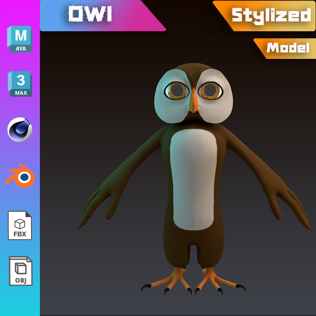 modelo 3d Stylized Owl NoRig - TurboSquid 2012666