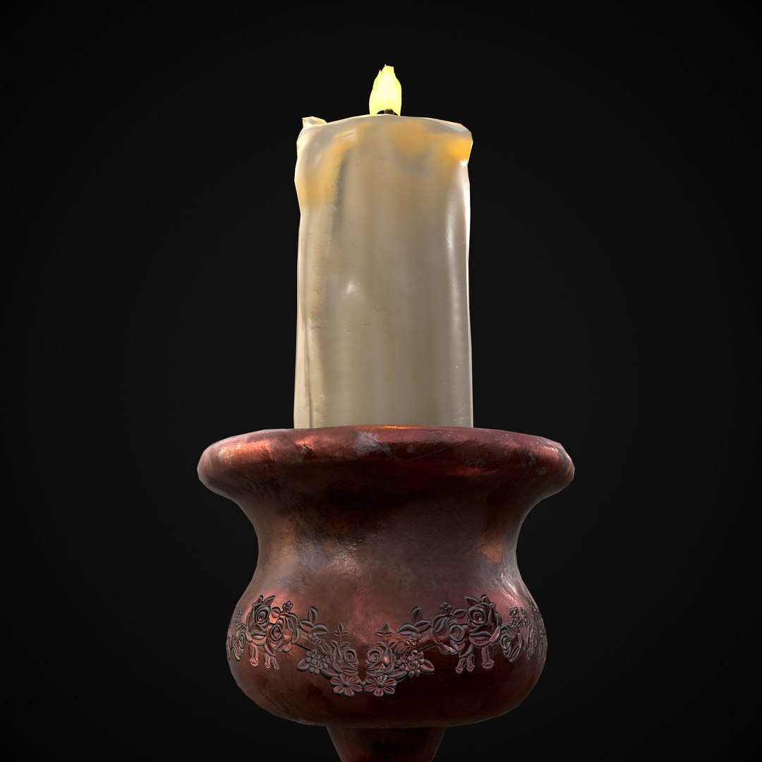 3D Elegant Candle Stick - TurboSquid 2103470