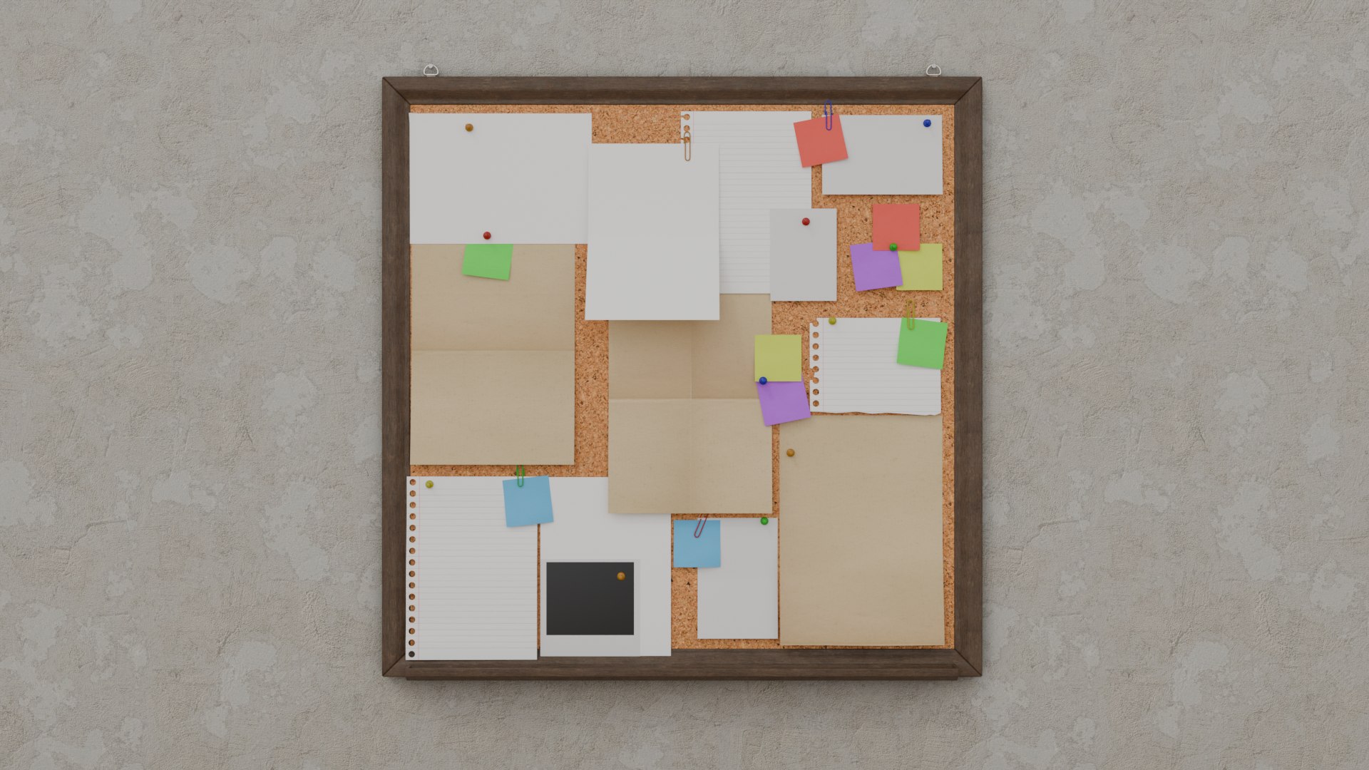 Wooden Wall Corkboard Customizable Square Classic Board Model ...