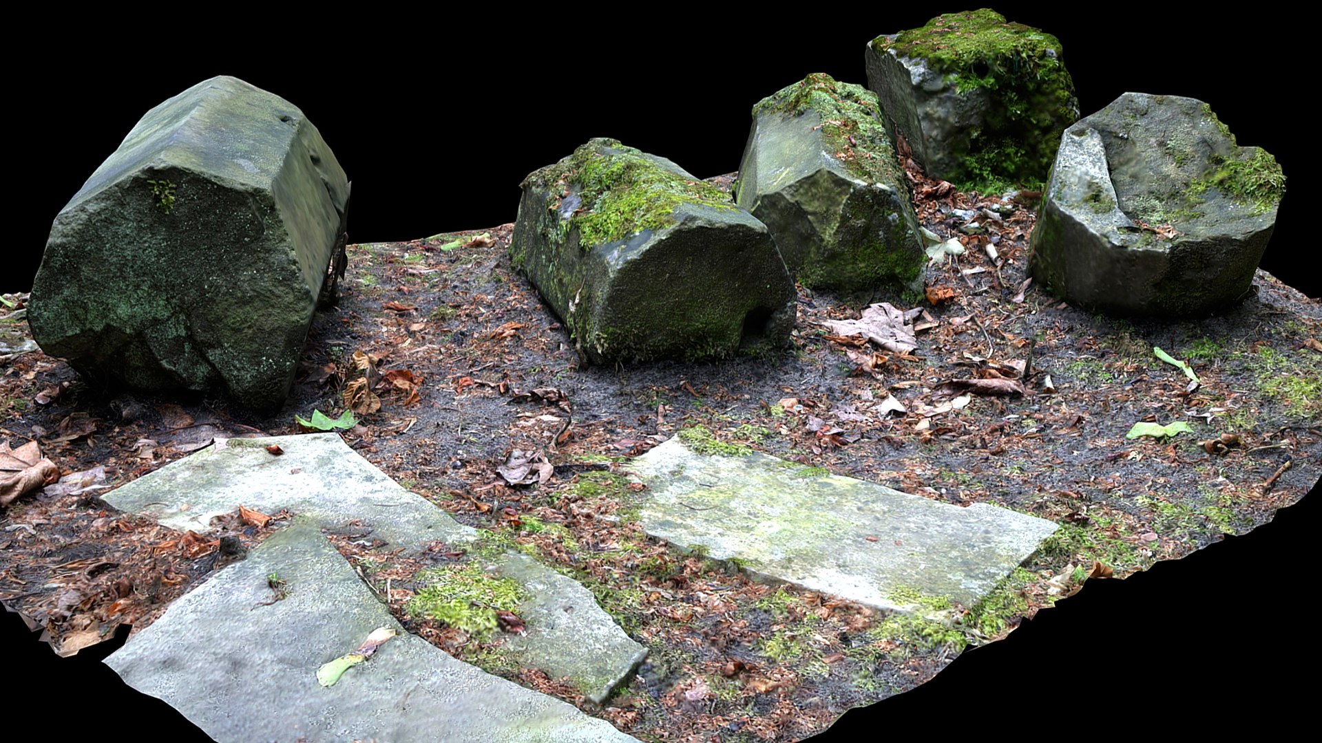 3D Model Ancient Abandoned Castle Debris Ruins Moss Photogrammetry ...