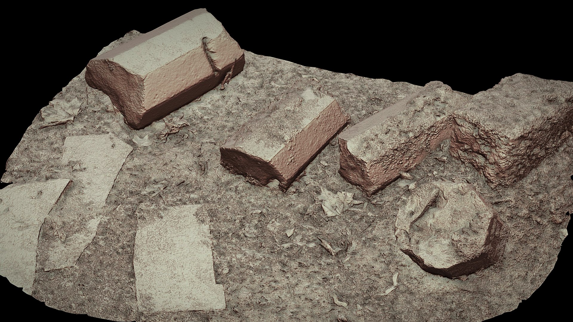 3D Model Ancient Abandoned Castle Debris Ruins Moss Photogrammetry ...