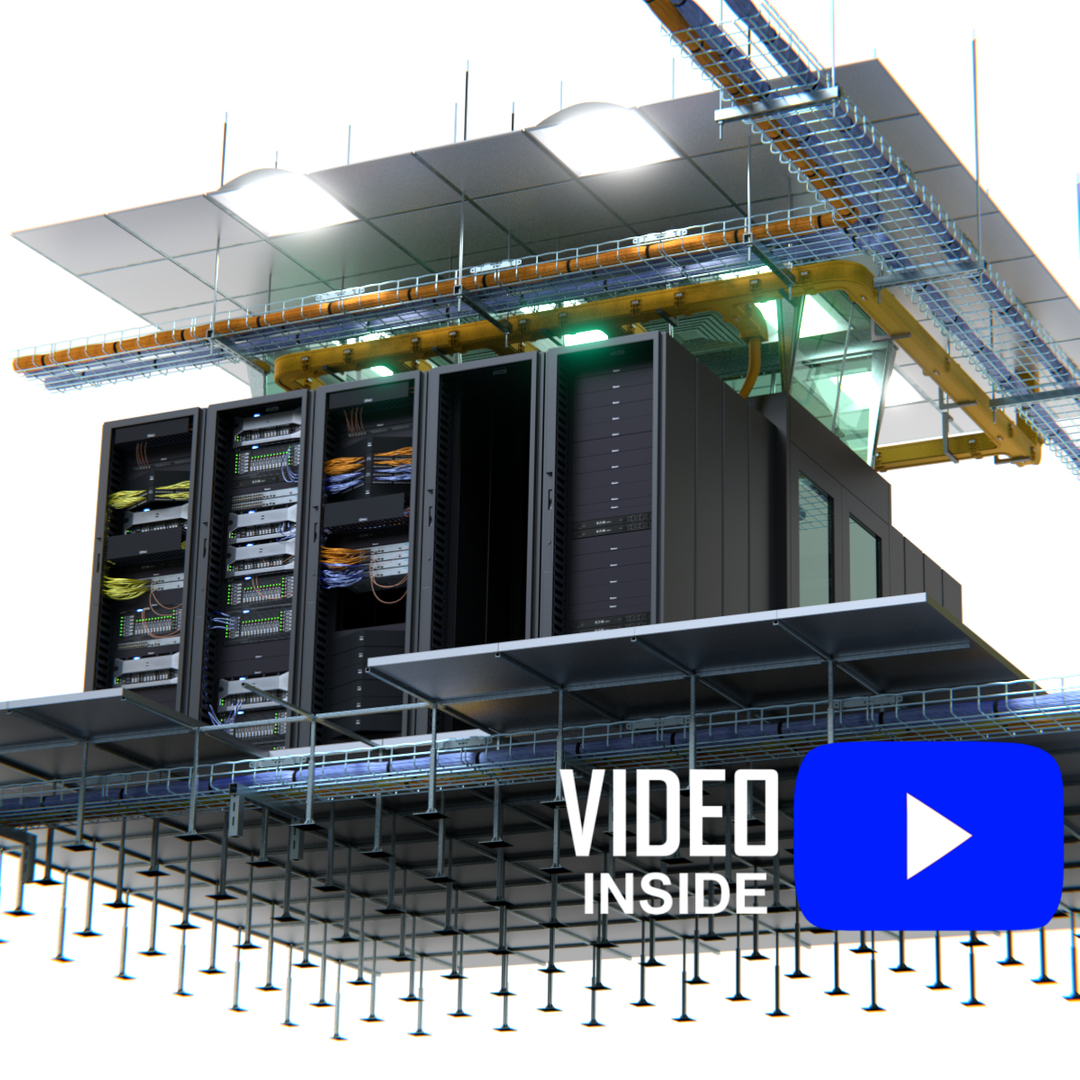 fully customizable data center 3d obj
