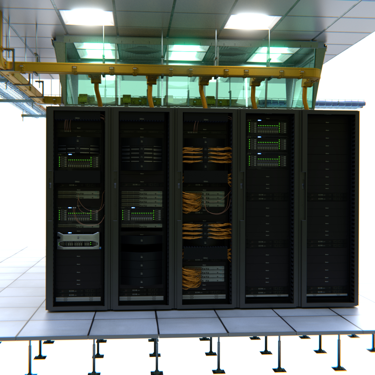 fully customizable data center 3d obj