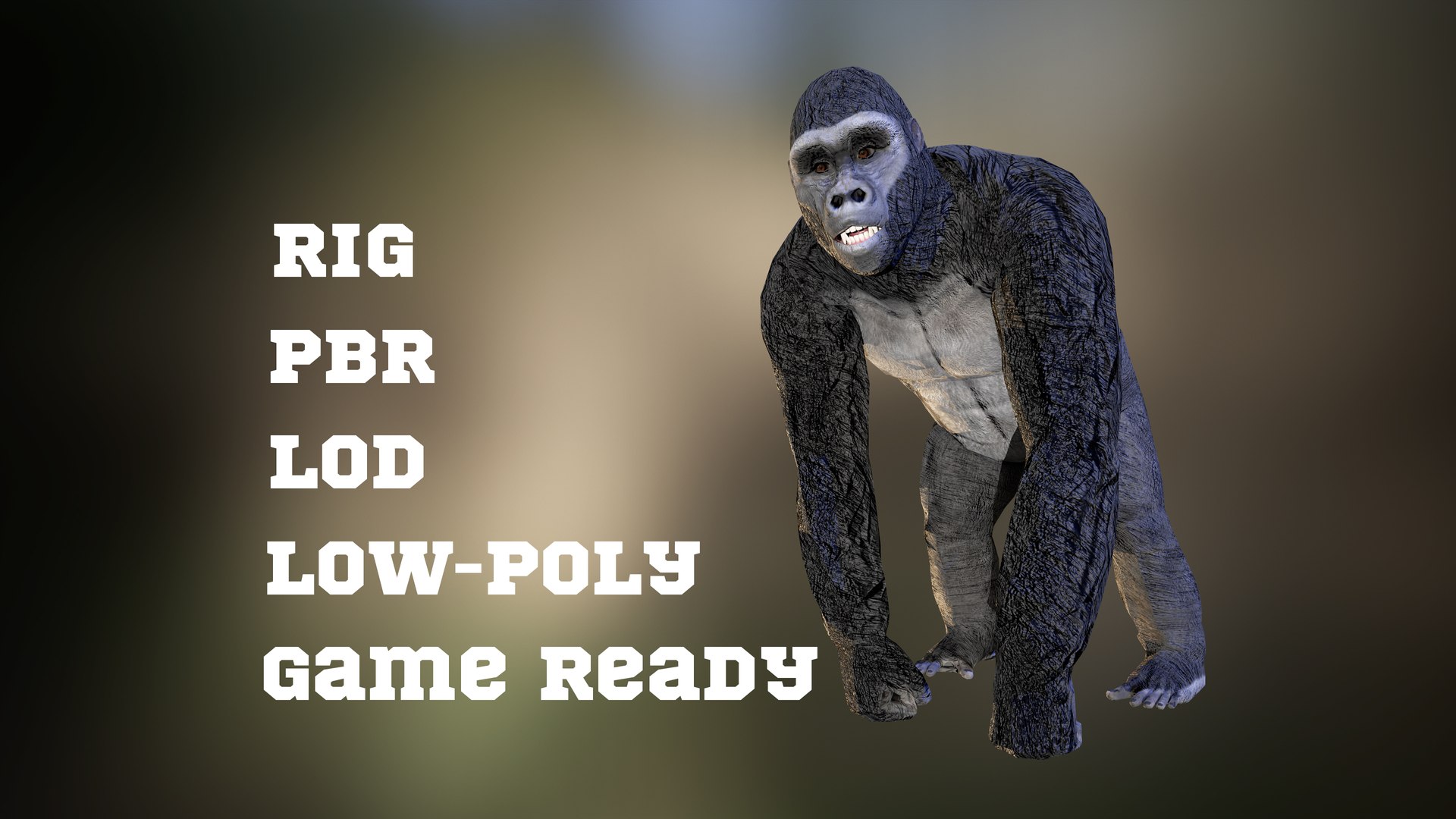 3D Model Gorilla Game Ready With Pbr Textures Low-poly - TurboSquid 1713995