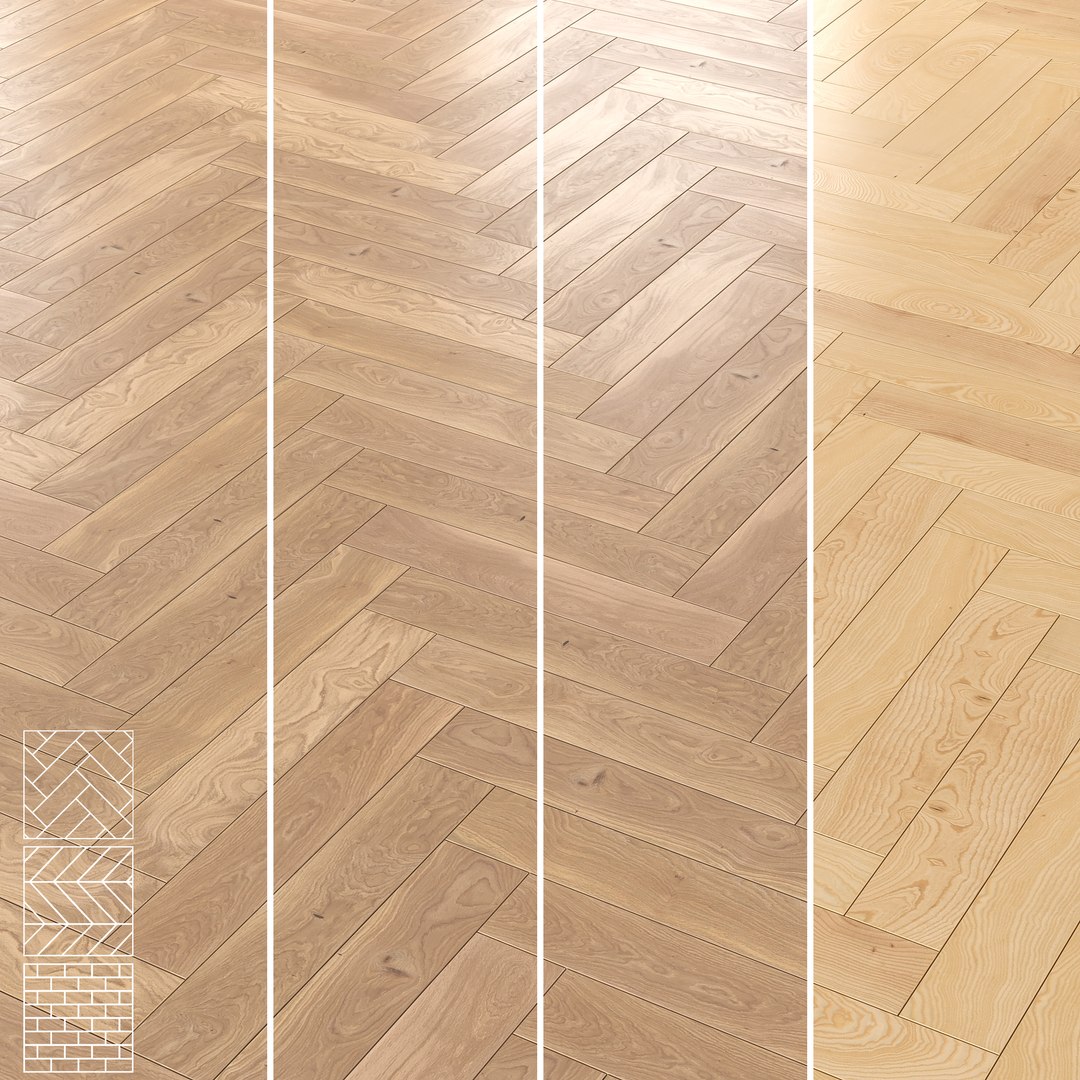 Boen Oak Ash Parquet Set 03 - 5 Pro Layouts Herringbone-Chevron- Linear ...