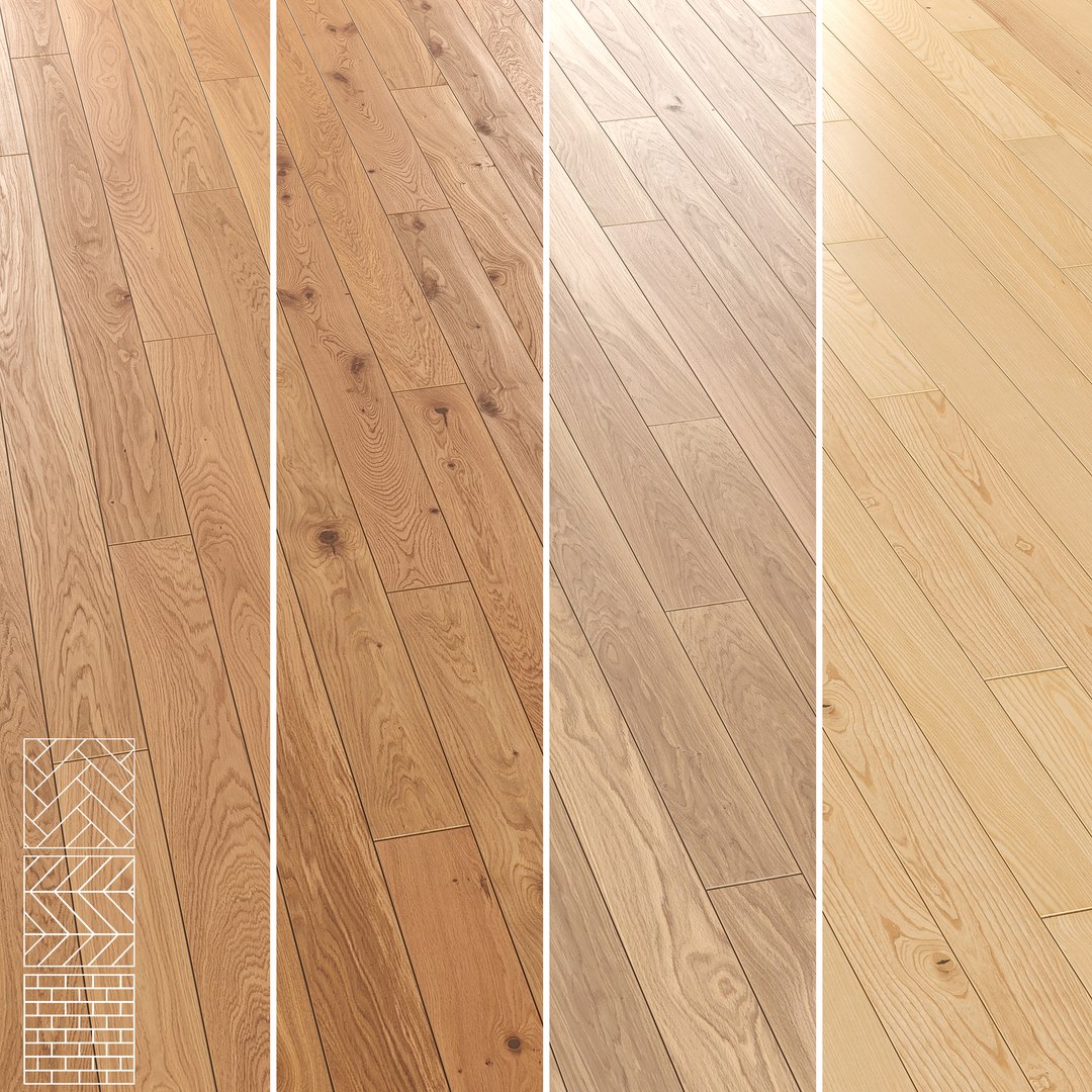Boen Oak Ash Parquet Set 03 - 5 Pro Layouts Herringbone-Chevron- Linear ...
