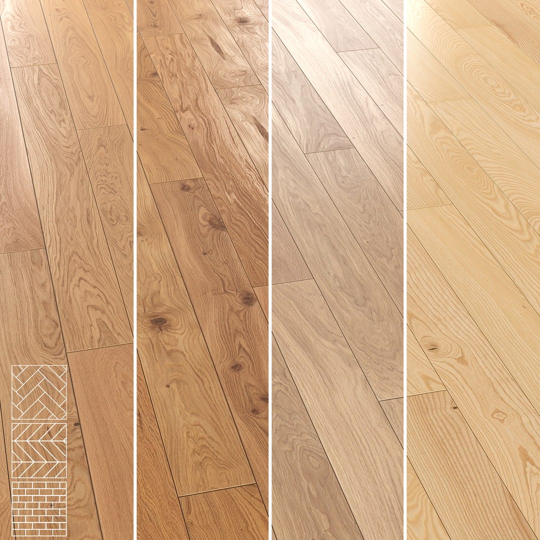 Boen Oak Ash Parquet Set 03 - 5 Pro Layouts Herringbone-Chevron- Linear ...