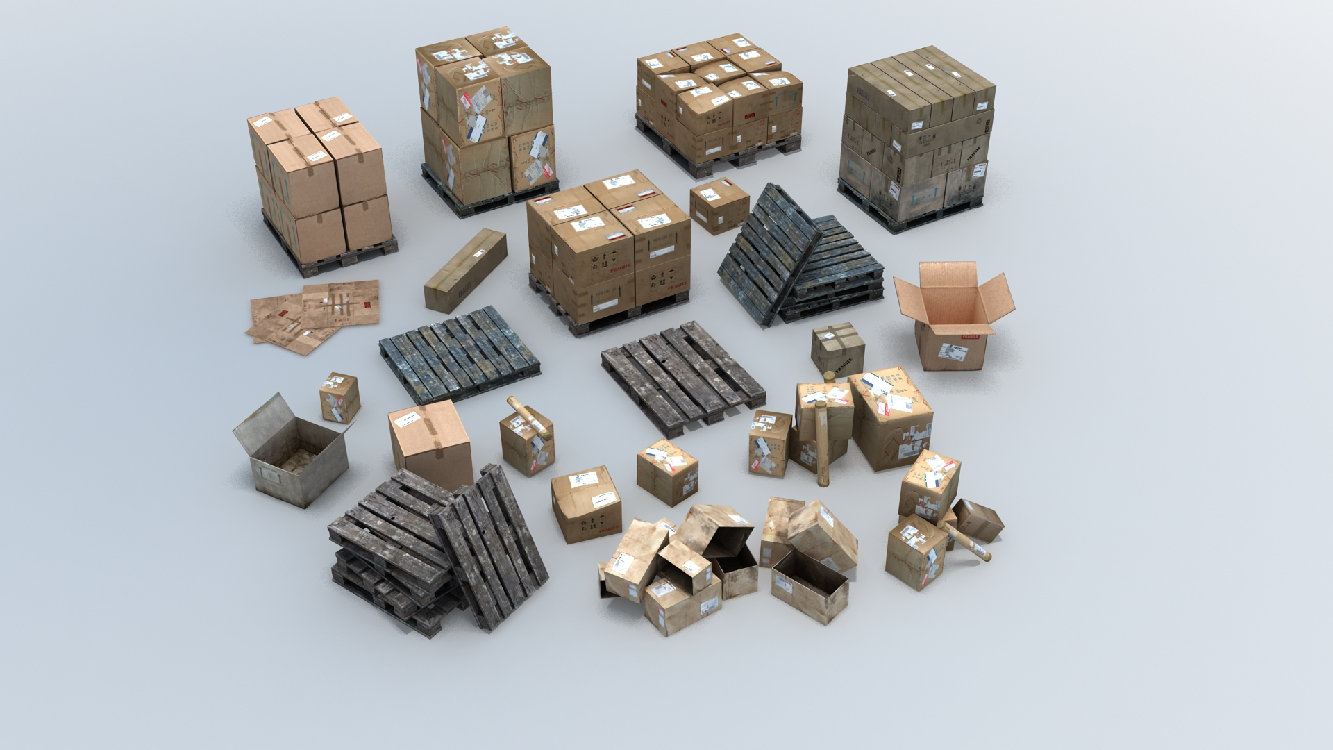 3D wooden pallets boxes - TurboSquid 1502257