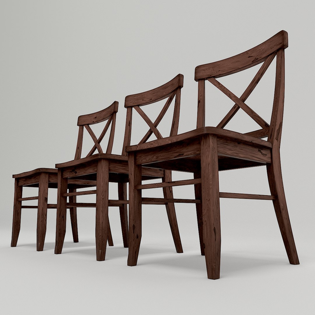 Set Cross-back Chairs 3d Model