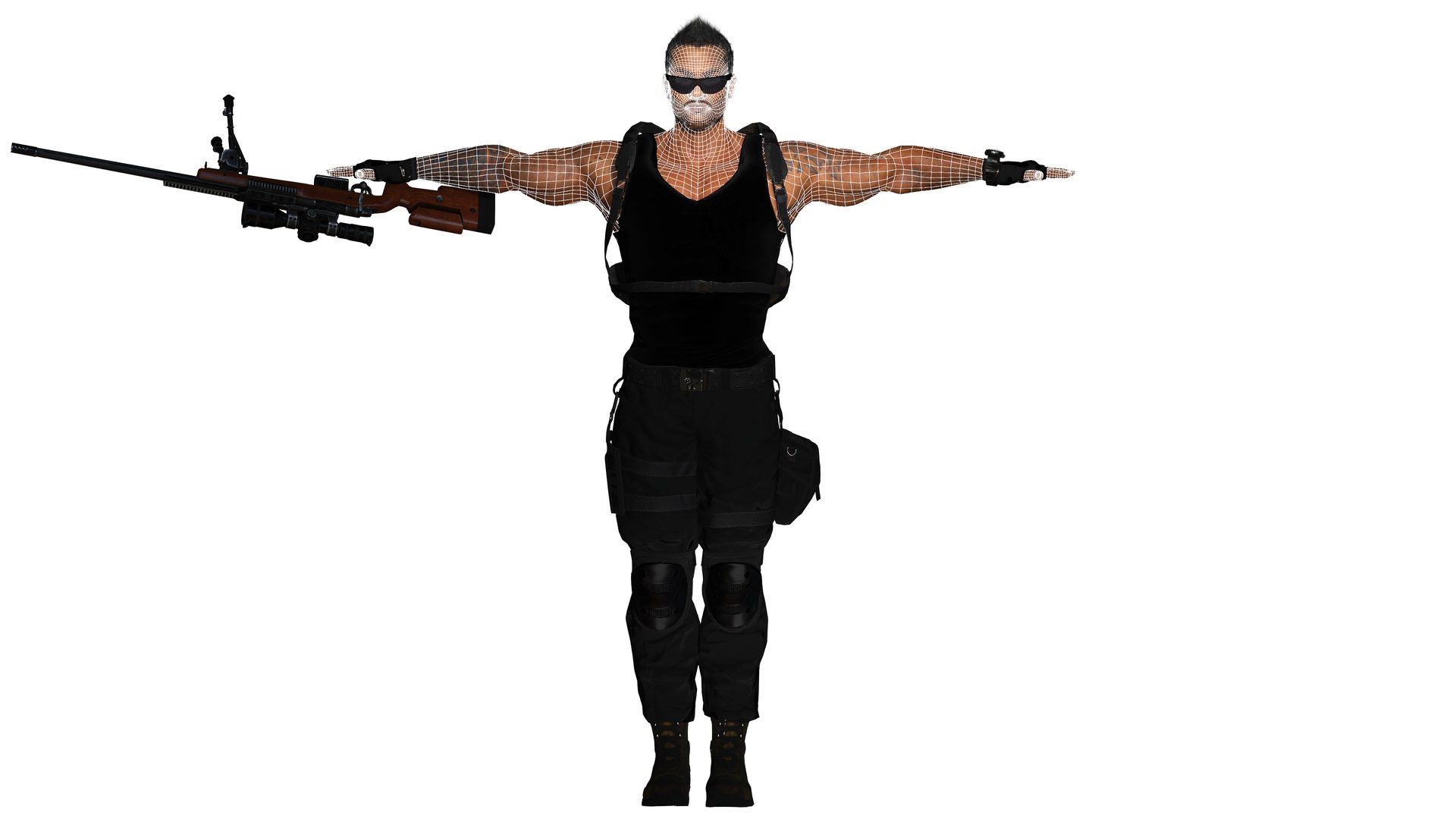 3D AAA 3D REALISTIC BLACK MALE CHARACTER - GUN SHOOTER MAN Model ...